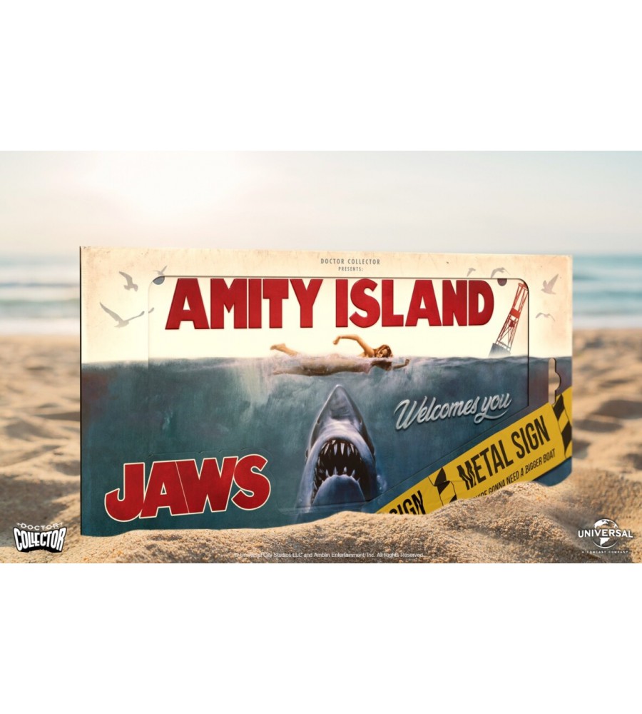 Jaws: Amity Island Welcomes You Metal Tin Sign - Visiontoys