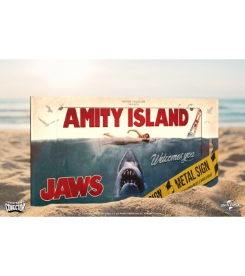 Jaws: Amity Island Welcomes You Metal Tin Sign - Visiontoys