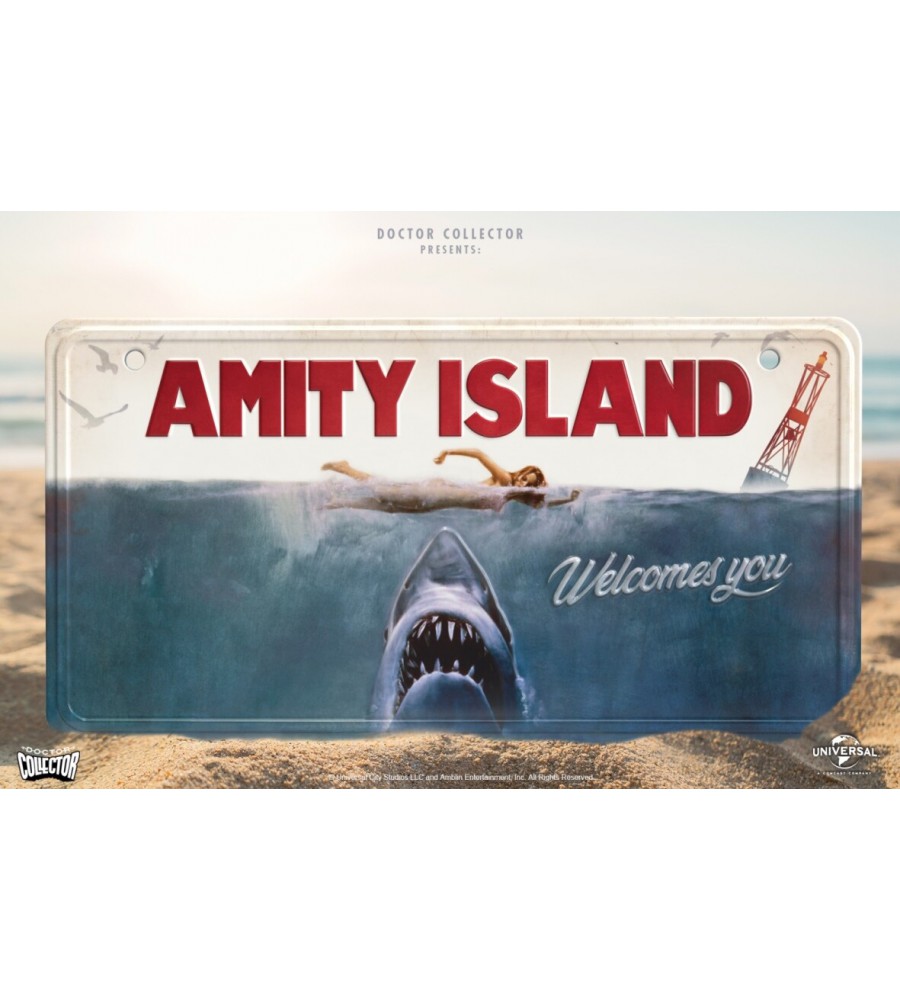 Jaws: Amity Island Welcomes You Metal Tin Sign - Visiontoys
