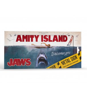 Jaws: Amity Island Welcomes You Metal Tin Sign - Visiontoys