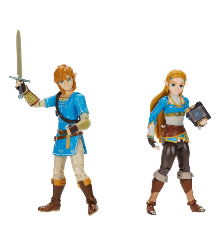 The Legend of Zelda Breath of the Wild: Link & Zelda Action Figure Set ...