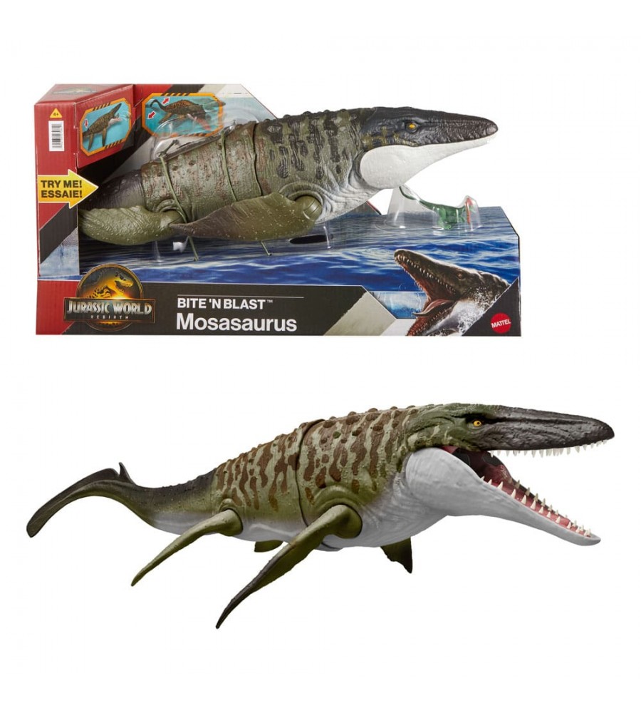 Jurassic World Rebirth: Bite 'n Blast Mosasaurus Action Figure - Visiontoys